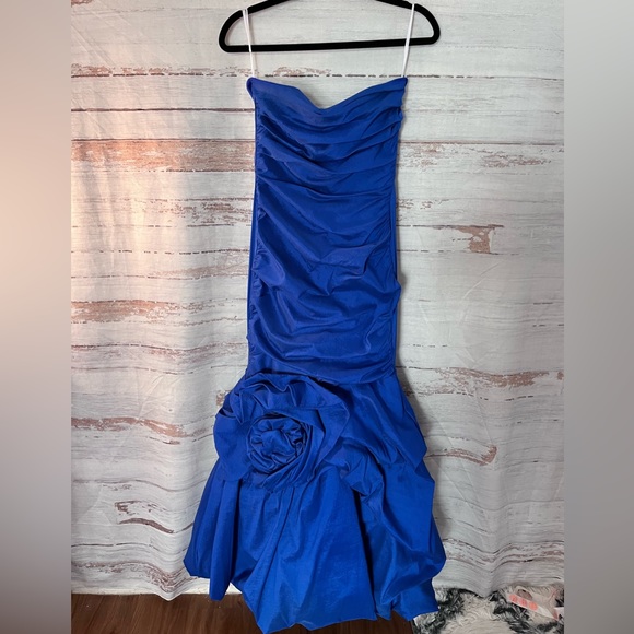 Vintage | Dresses | Vintage Cindy Royal Blue Ruched Mermaid Prom Dress ...